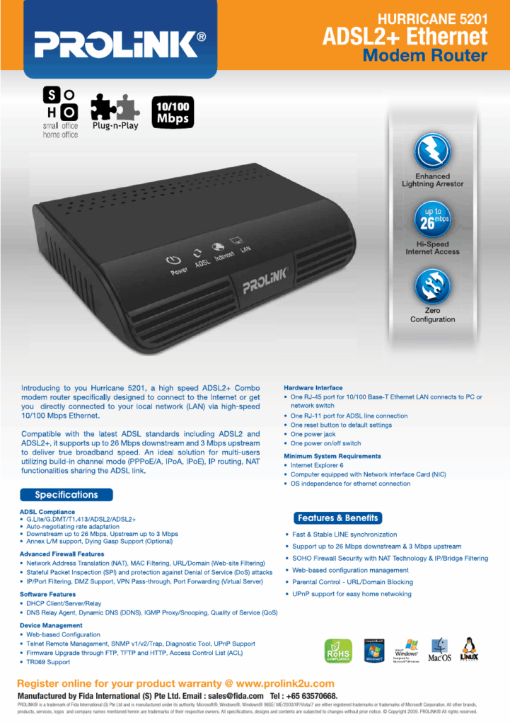 PROLINK H5201 1PORT ROUTER - Sala.lk