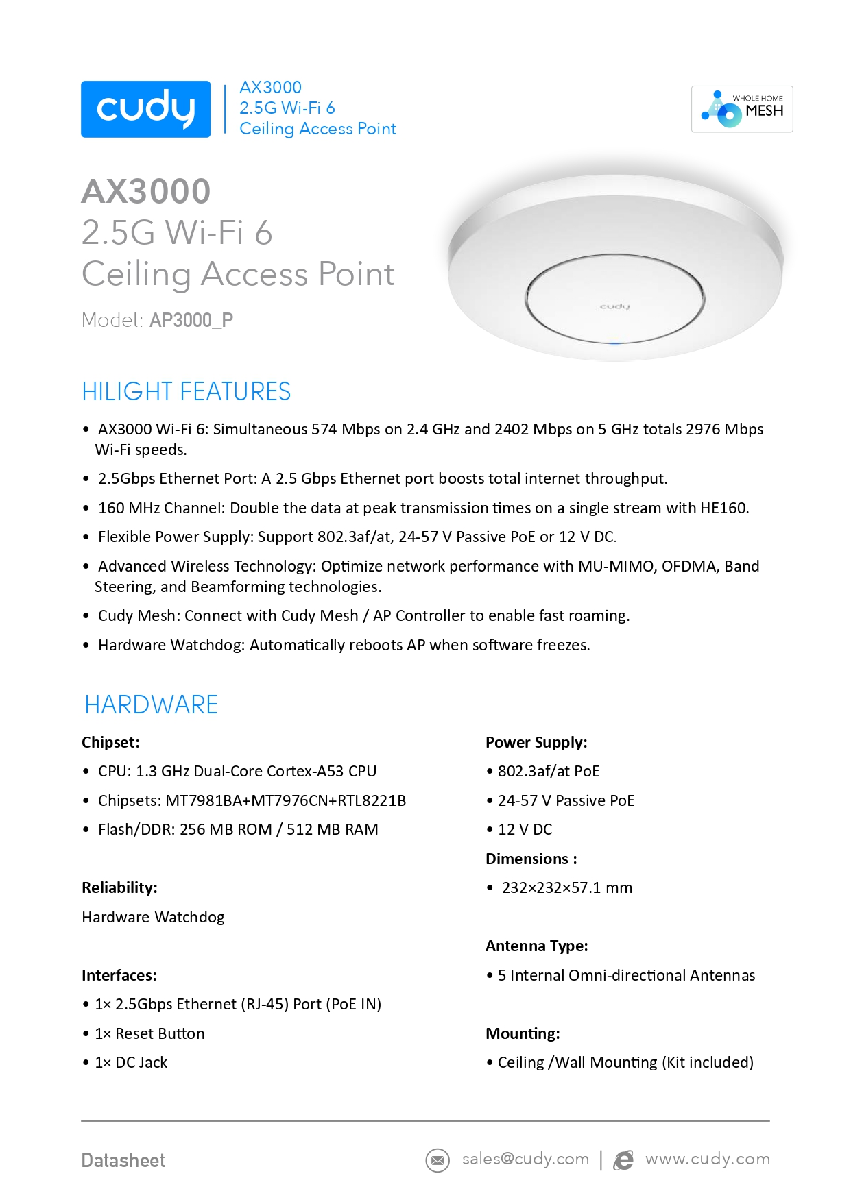 AX3000 2.5G Wi-Fi 6 Access Point AP3000 - Sala.lk