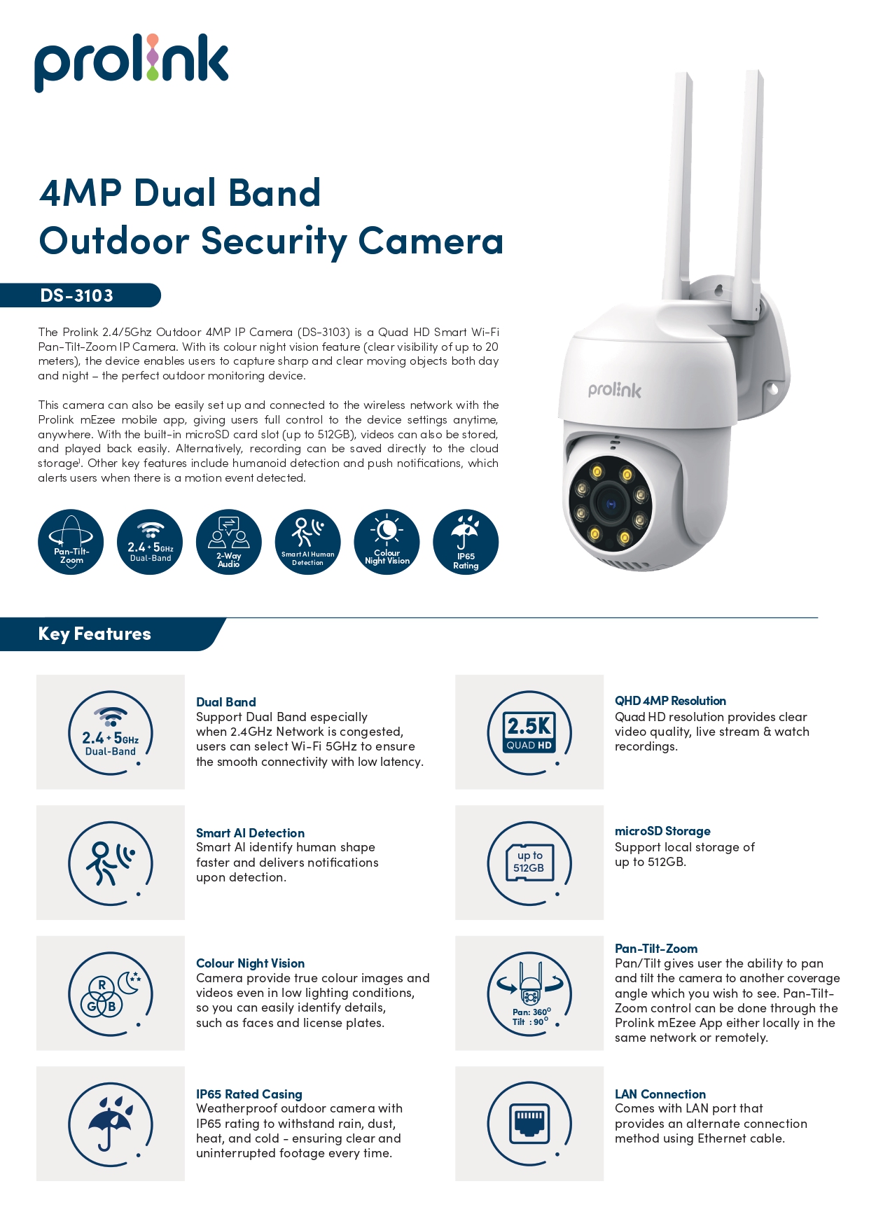 Prolink DS-3103 Dual Band Outdoor Security Camera - Sala.lk