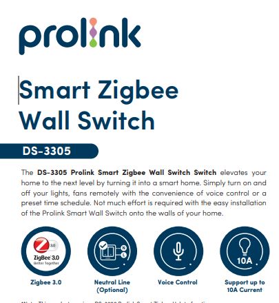 Prolink Smart Zigbee Wall Switch -3 gang - Sala.lk