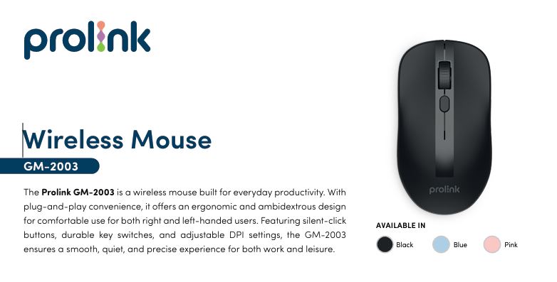 PROLINK GM-2003 Wireless Mouse - Sala.lk